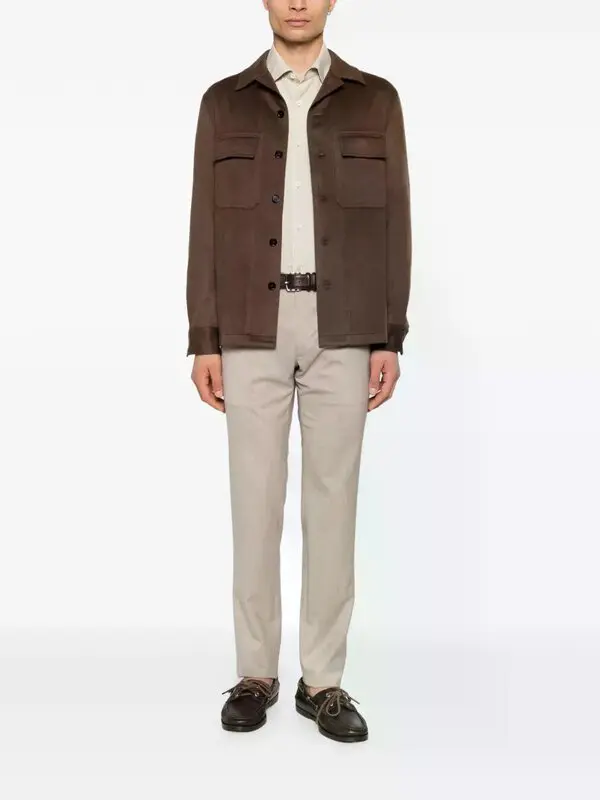 Zegna Button Flap Pocket Shirt - Brown