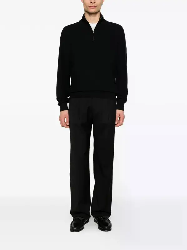 Zegna Zip Neck Sweater - Black