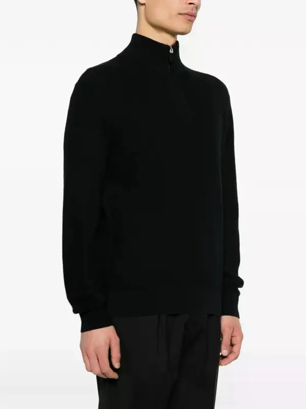 Zegna Zip Neck Sweater - Black