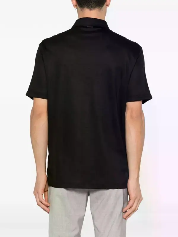 Zegna Buttoned Wool Polo Shirt - Black