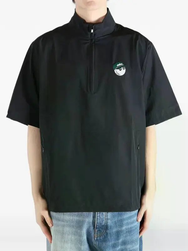 MALBON Short Sleeve Zip Embroidered T-shirt