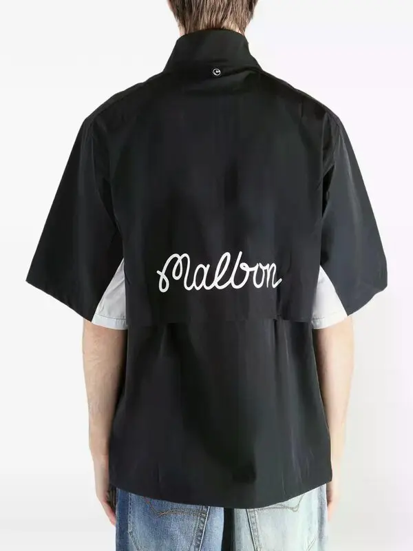 MALBON Short Sleeve Zip Embroidered T-shirt