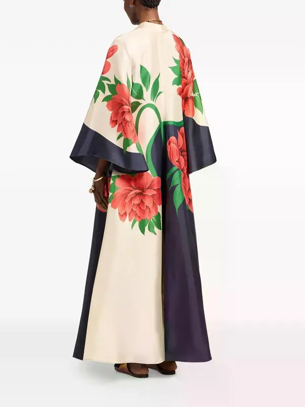 La DoubleJ Floral Tie Maxi Dress - Neutrals
