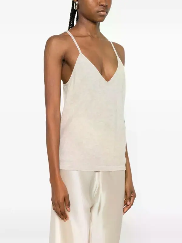 Eric Bompard V-neck Strap Top - Neutrals
