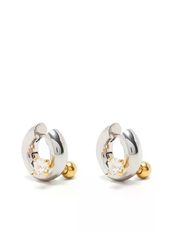 PANCONESI Crystal-embellished Huggie Hoop Earrings - Silver