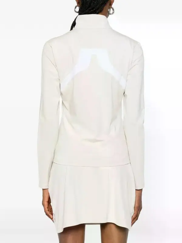 J. Lindeberg Beige Striped Zip Knitwear