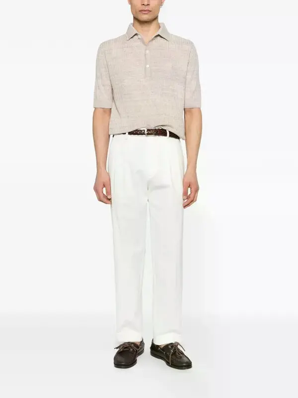 LARDINI Buttoned Ribbed Polo Shirt