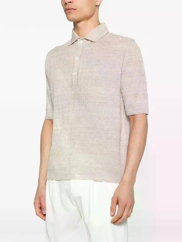 LARDINI Buttoned Ribbed Polo Shirt