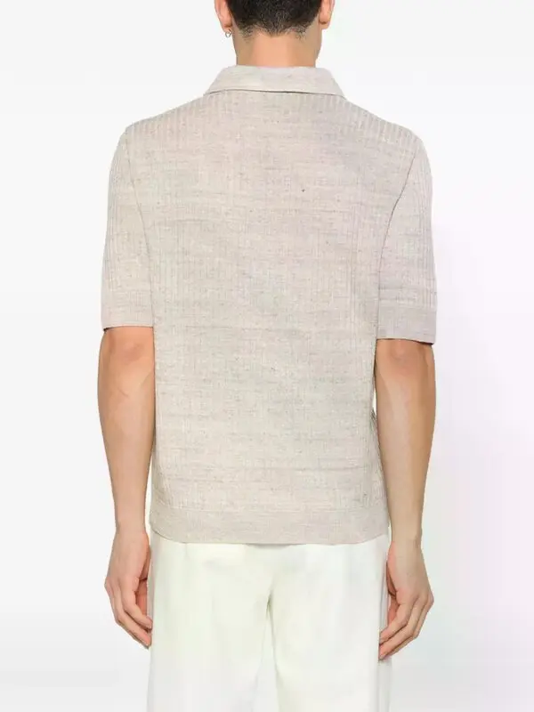 LARDINI Buttoned Ribbed Polo Shirt