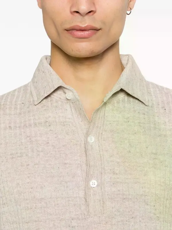 LARDINI Buttoned Ribbed Polo Shirt