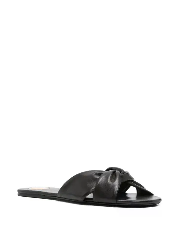 Saint Laurent Twisted Leather Sandals - Black