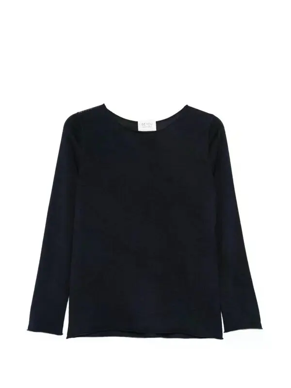 BEYOU Long Sleeve Crew Neck Sweater - Blue