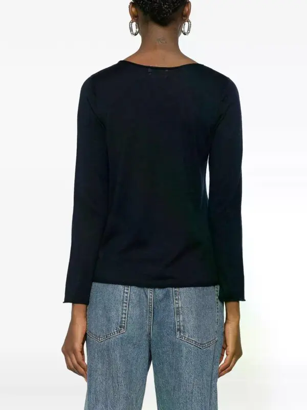 BEYOU Long Sleeve Crew Neck Sweater - Blue