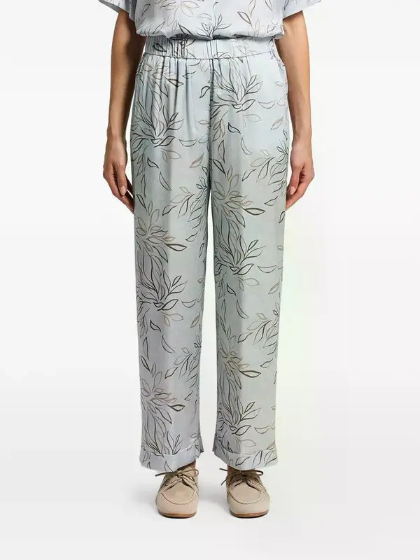 Peserico Printed Satin Trousers - Blue