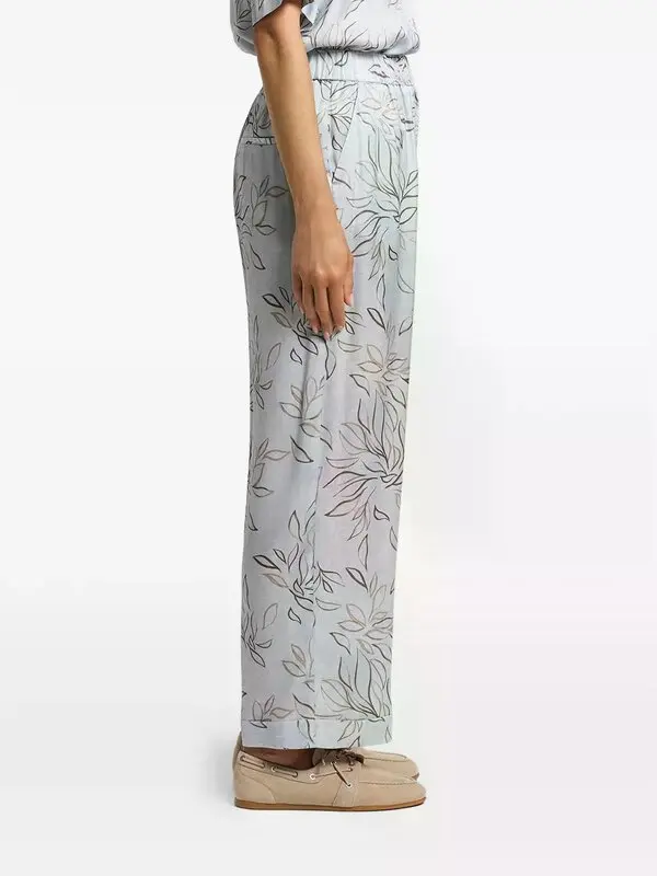 Peserico Printed Satin Trousers - Blue