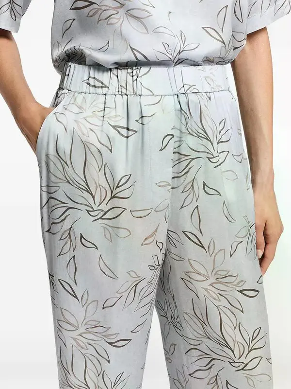 Peserico Printed Satin Trousers - Blue