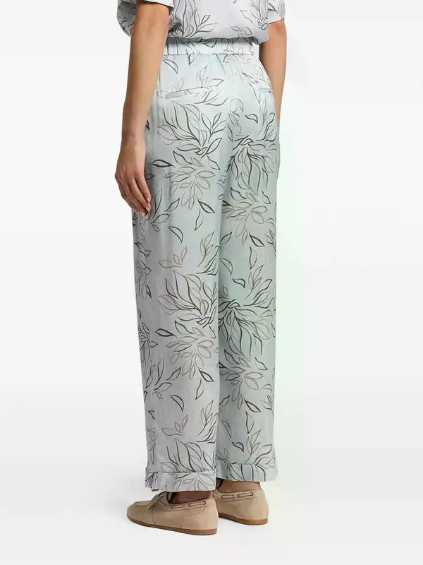 Peserico Printed Satin Trousers - Blue