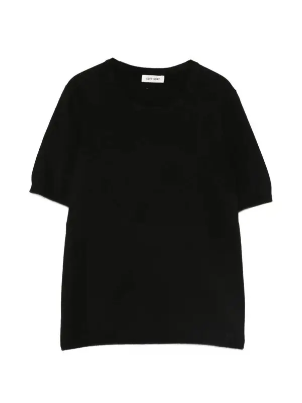 Soft Goat Short Sleeve Sweater - Black