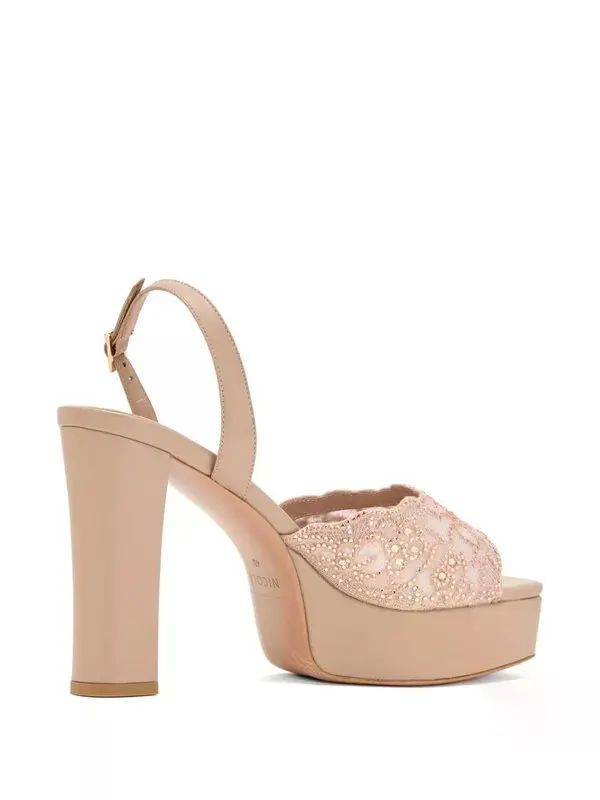 NICOLI Lace Embellishment Platform Sandals