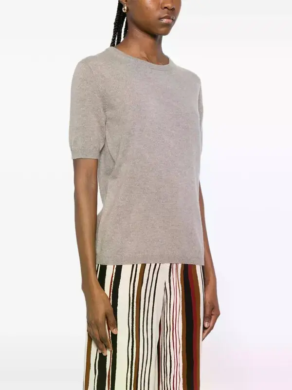 Soft Goat Round Neck Short Sleeve Sweater