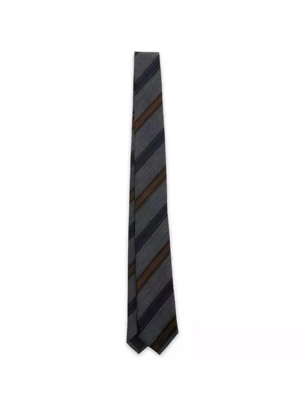 FERRAGAMO Striped Tie - Grey