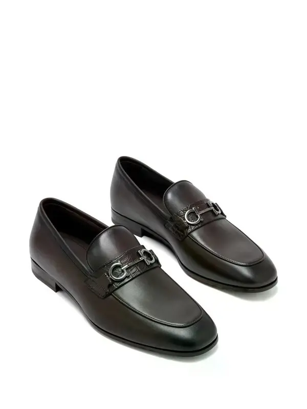 FERRAGAMO Loafers With Croc-effect Detailing - Brown