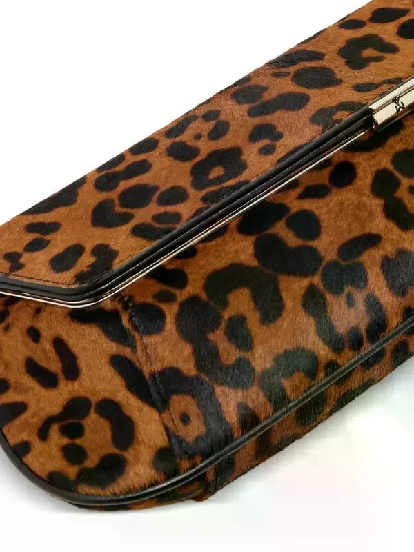 Amina Muaddi Leopard Printed Clutch