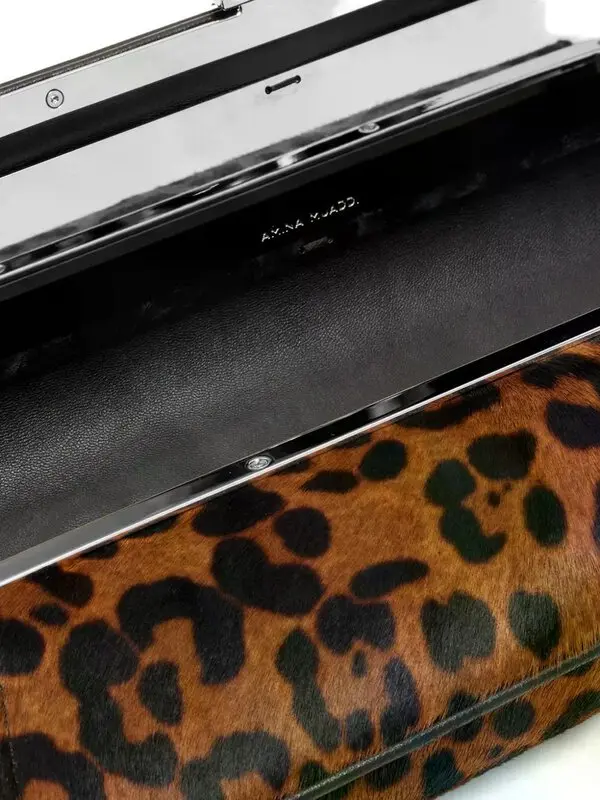 Amina Muaddi Leopard Printed Clutch