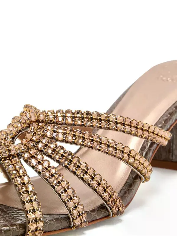 NICOLI Rhinestone Embellished Strappy Sandals
