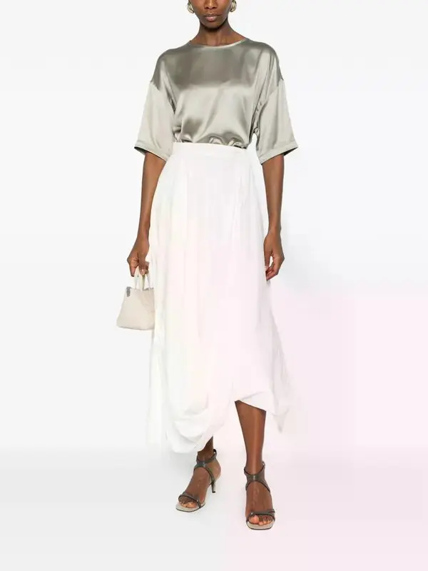 Brunello Cucinelli Keyhole Silk Top - Grey