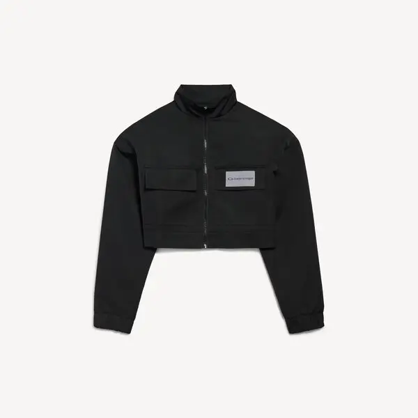 Balenciaga Cropped Track Jacket With Zip Closure - Black