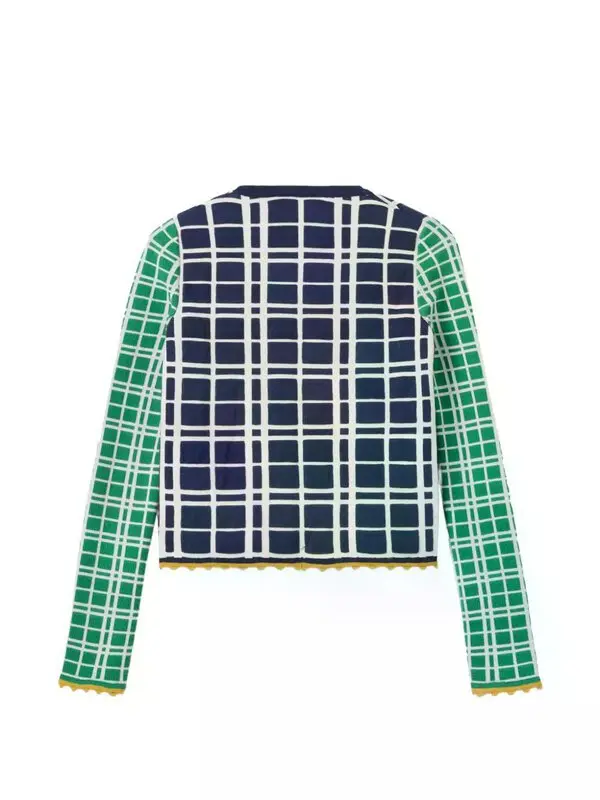 La DoubleJ Tie-front Checked Cardigan