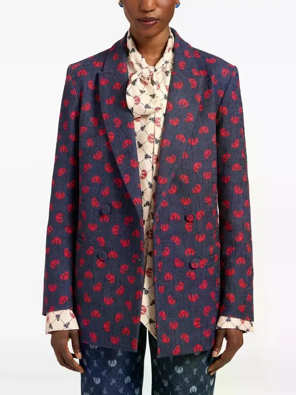 La DoubleJ Floral Print Double-breasted Blazer