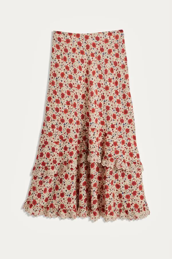 Rixo Aenor Eva Floral Print Skirt