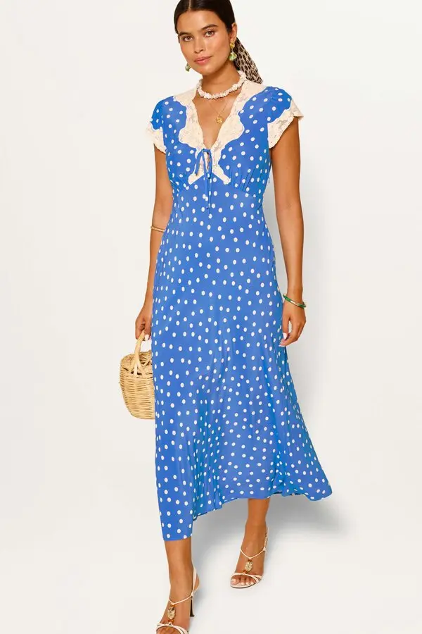 Rixo Amari Bohemia Spot Midi Dress