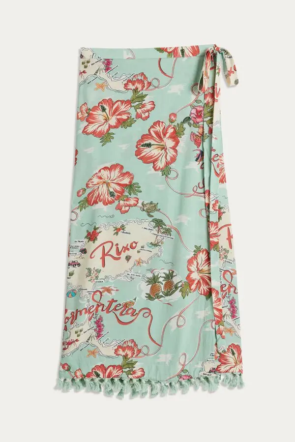 Rixo Parisa Ibiza Map Skirt
