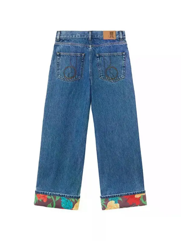 La DoubleJ Embroidered Floral Cuff Jeans