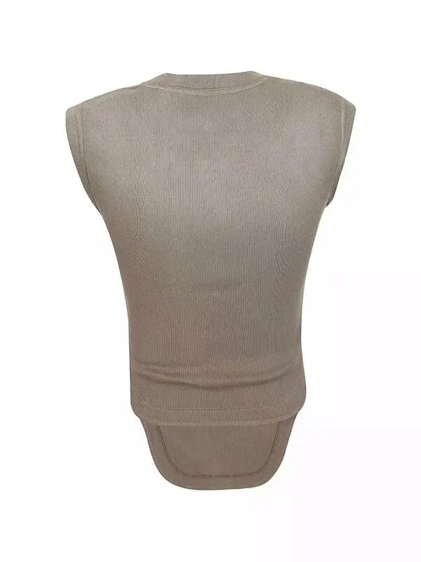 Off-White Ribbed Knit Sleeveless Top - Neutrals