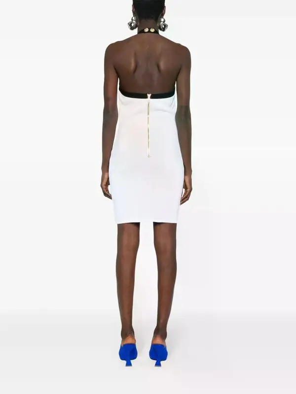 Balmain Rose-intarsia Halterneck Minidress