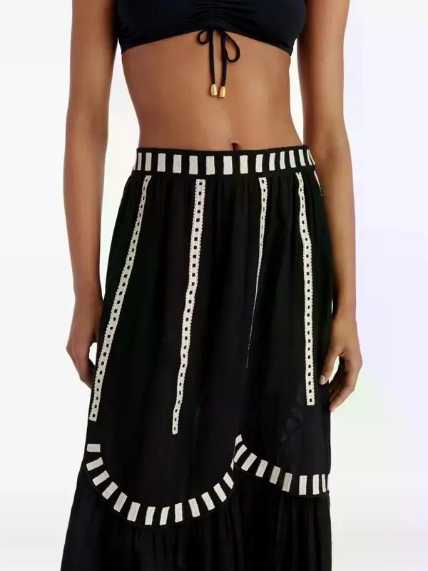 ERES Illustrated Tiered Maxi Skirt - Black