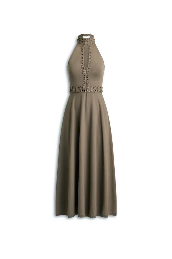 Scanlan Theodore Crepe Knit Daisy Sleeveless Dress - Army
