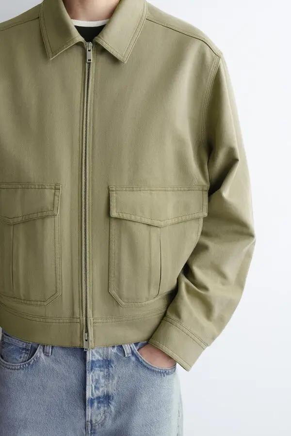 Cos Cotton-blend Zip-up Utility Jacket
