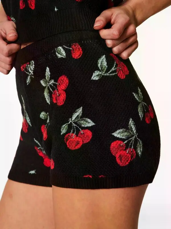 TWINSET Cherry Pattern Knit Shorts
