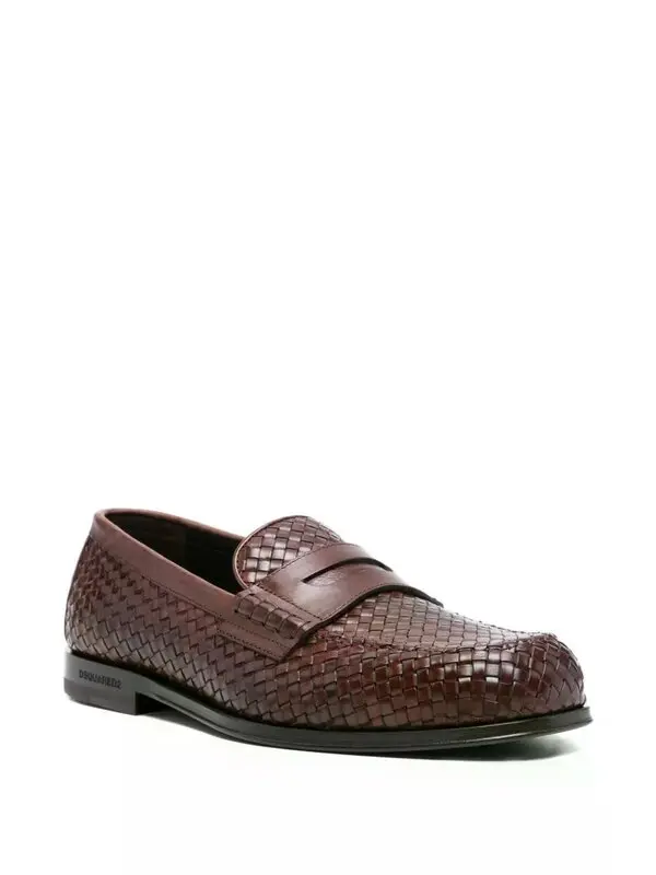 Dsquared2 Neoclassic Woven Leather Loafers - Brown