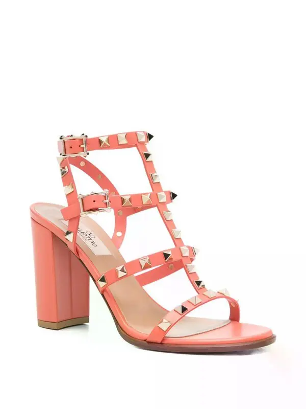 Valentino Garavani Rockstud Ankle Strap Sandals 90mm - Orange