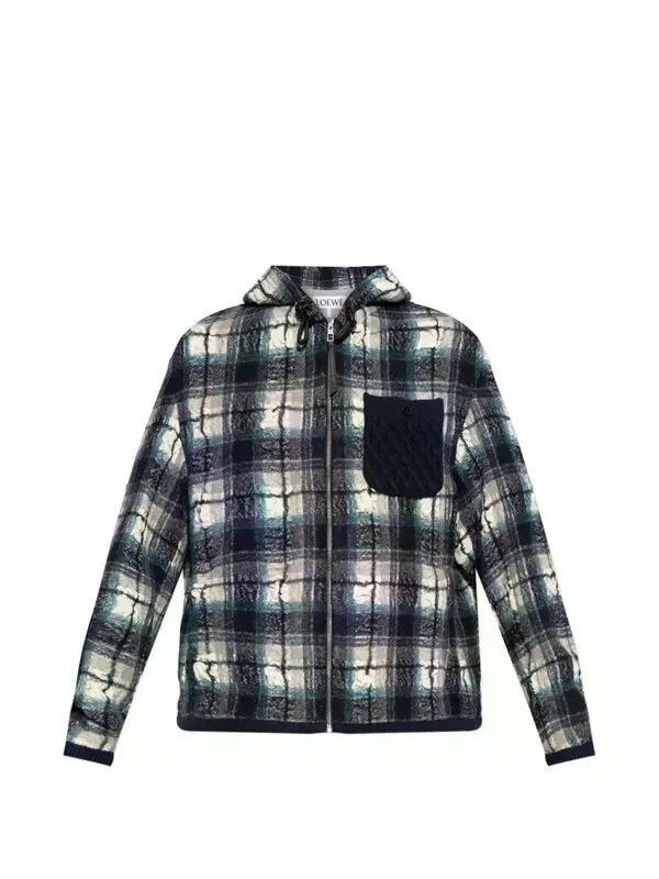 Loewe Plaid Hooded Jacket - Blue