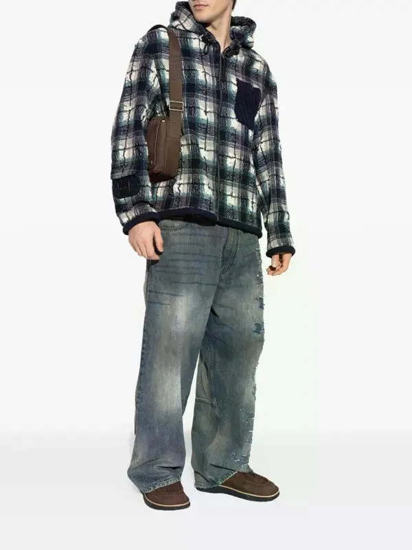Loewe Plaid Hooded Jacket - Blue