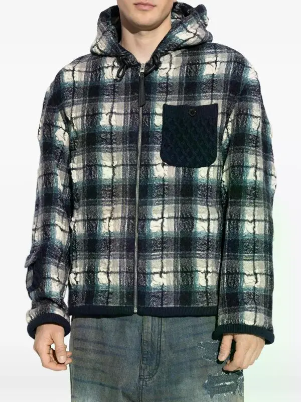 Loewe Plaid Hooded Jacket - Blue