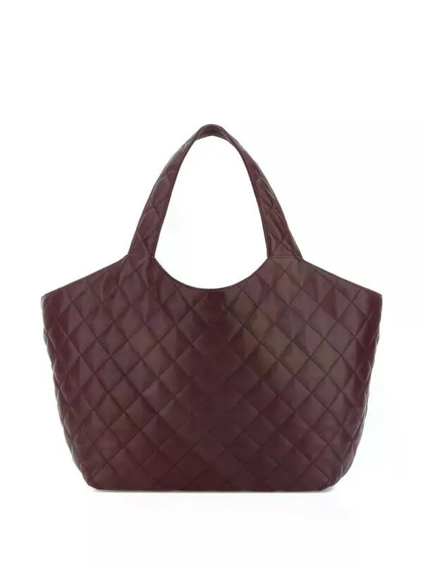Saint Laurent Quilted Logo Leather Shopping Tote Bag - Red