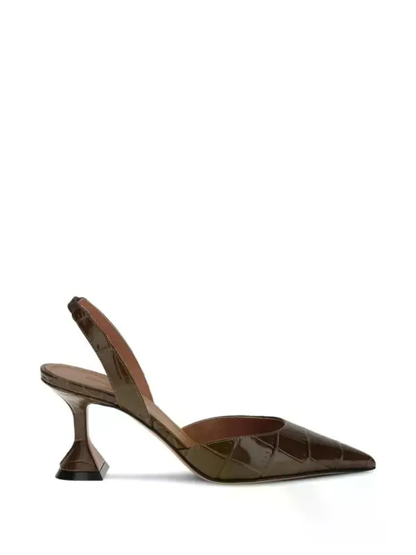 Amina Muaddi Holli Slingback Heeled Pumps - Brown
